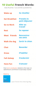 45 Words to Express your Daily Routines in French